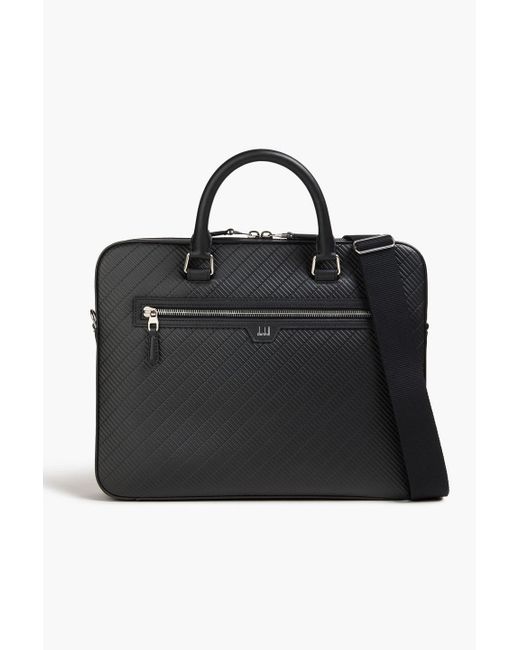 dunhill Embossed Leather Laptop Bag in Black for Men | Lyst