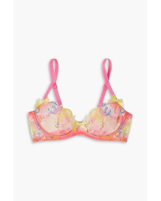 Agent Provocateur Zuri Embroidered Tulle Underwired Soft-cup Bra in ...