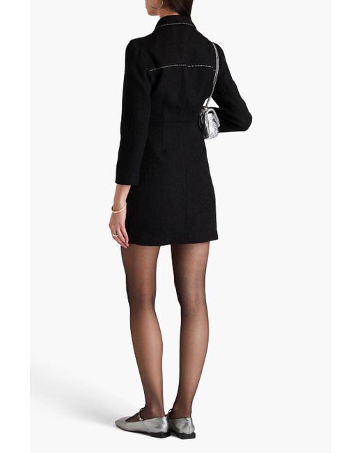 Maje Chain-Embellished Tweed Mini Dress in Black | Lyst
