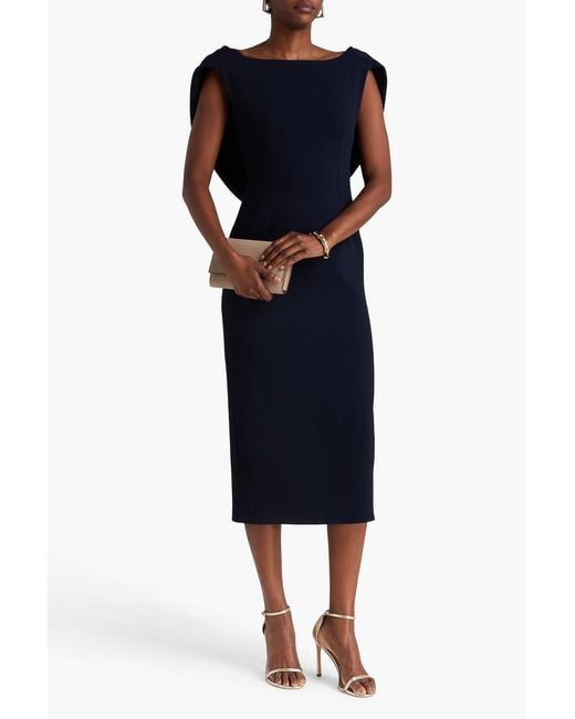 Emilia Wickstead Cape-Effect Textured-Crepe Midi Dress in Blue | Lyst UK