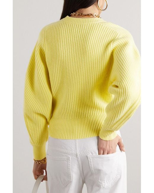 Isabel Marant Baptista Ribbed Wool And Cashmere-blend Sweater in Yellow ...
