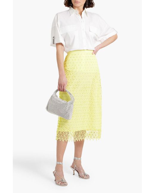 Jonathan Simkhai Karolina Eyelet-Embellished Lace Midi Skirt in Yellow ...