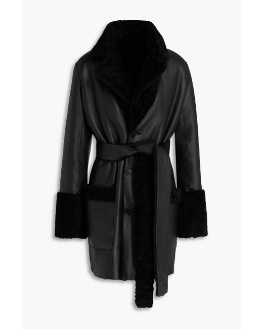 JOSEPH Leman Shearling Coat in Black | Lyst UK