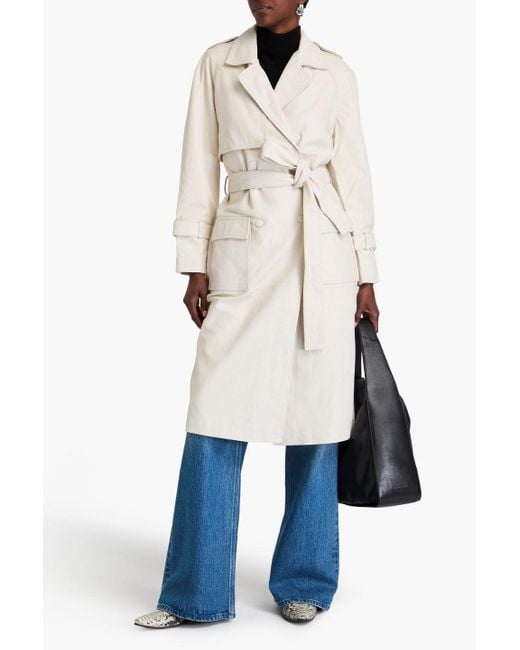 Muubaa Hazel Leather Trench Coat in Natural | Lyst