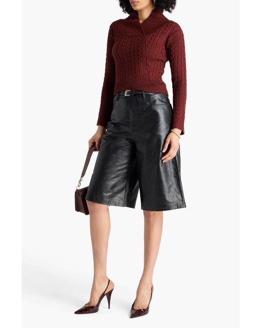 Victoria Beckham Wrap-effect Cable-knit Merino Wool Sweater in Red ...