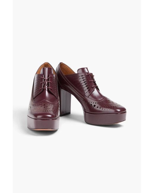 Zimmermann Laser-cut Leather Platform Brogues in Purple | Lyst UK