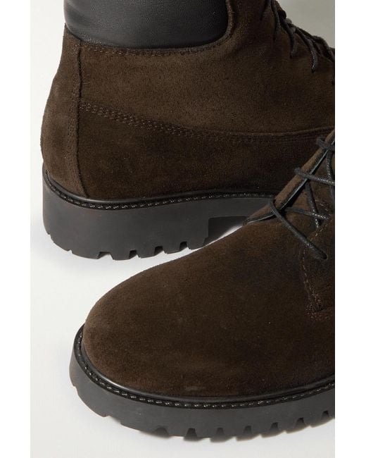 Totême The Husky Leather-trimmed Suede Ankle Boots in Brown | Lyst