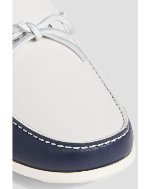 Ferragamo Marlin Color-Block Leather Boat Shoes in Blue for Men | Lyst