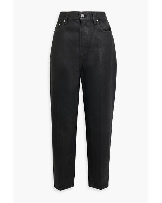 TOTEME Cropped Waxed High-rise Tapered Pants in Black | Lyst