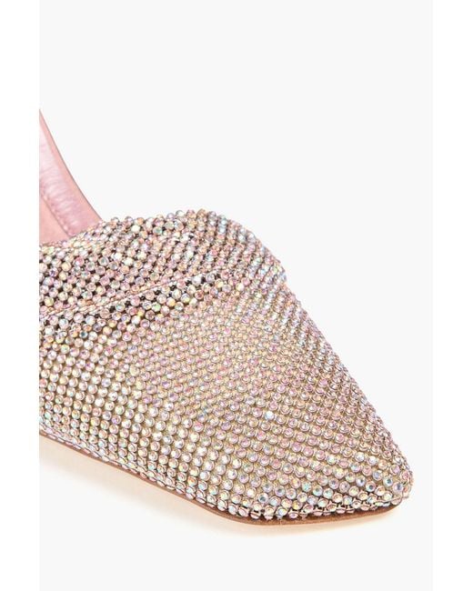 Benedetta Bruzziches Elena Crystal-Embellished Satin Mules in Pink ...