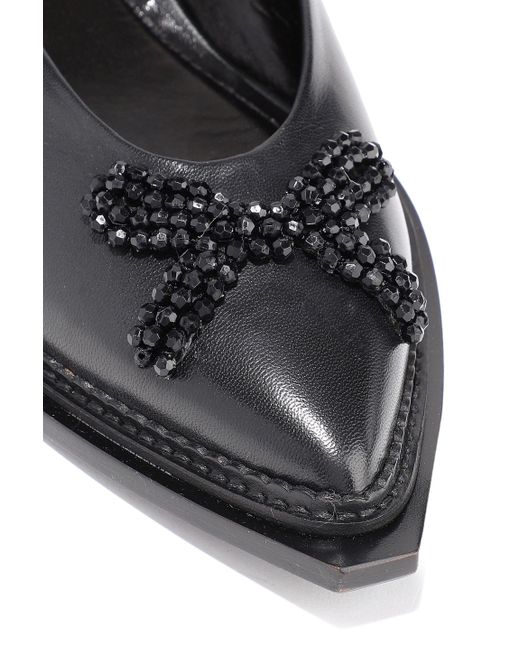 Simone Rocha Bead-embellished Leather Slingback Pumps Black - Lyst