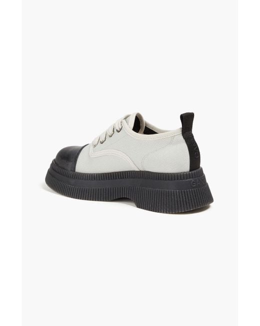 Ganni Rubber And Canvas Brogues in Gray | Lyst