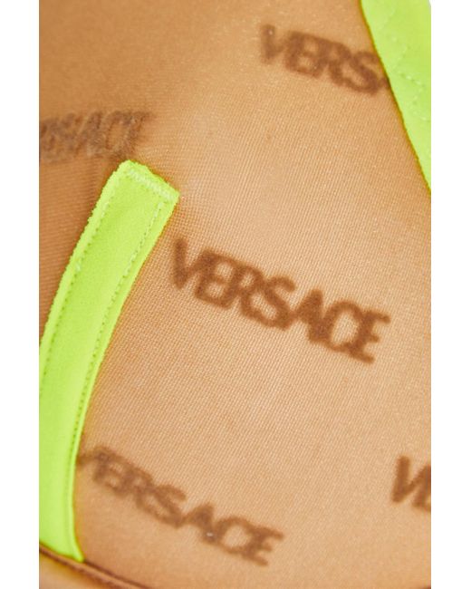 Versace Neon Piped Printed Metallic Stretch-mesh Underwired Bra in ...