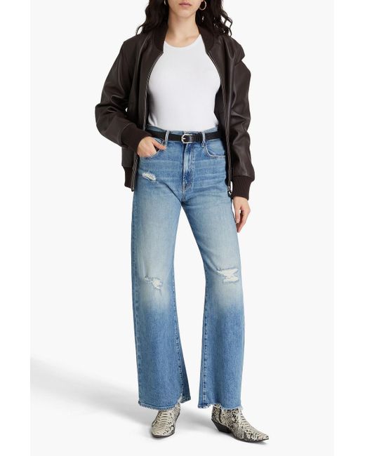 Mother The Lasso Distressed High-Rise Wide-Leg Jeans in Blue | Lyst UK