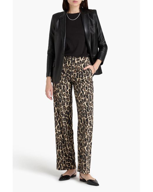 Theory Leopard-Print Wool-Blend Twill Wide-Leg Pants | Lyst UK