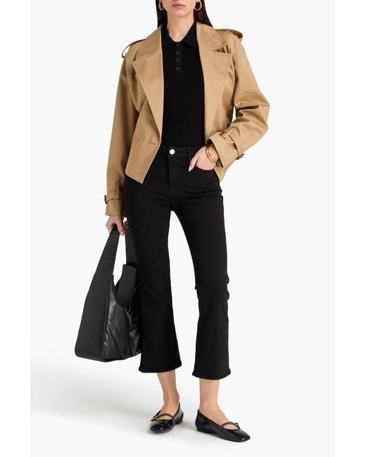 FRAME Le Crop Mini Boot High-Rise Bootcut Jeans in Black | Lyst UK