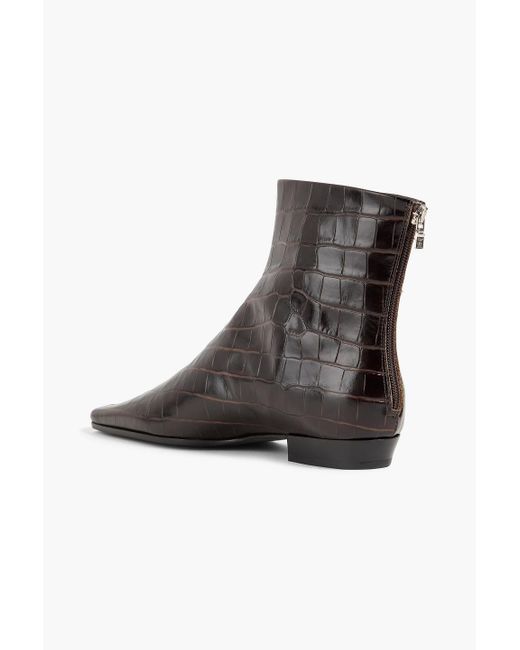 TOTEME Croc-Effect Leather Ankle Boots in Black | Lyst