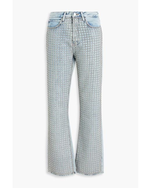 FRAME The Showgirl Crystal-Embellished High-Rise Straight-Leg Jeans in ...