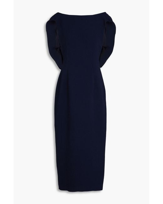 Emilia Wickstead Cape-Effect Textured-Crepe Midi Dress in Blue | Lyst UK