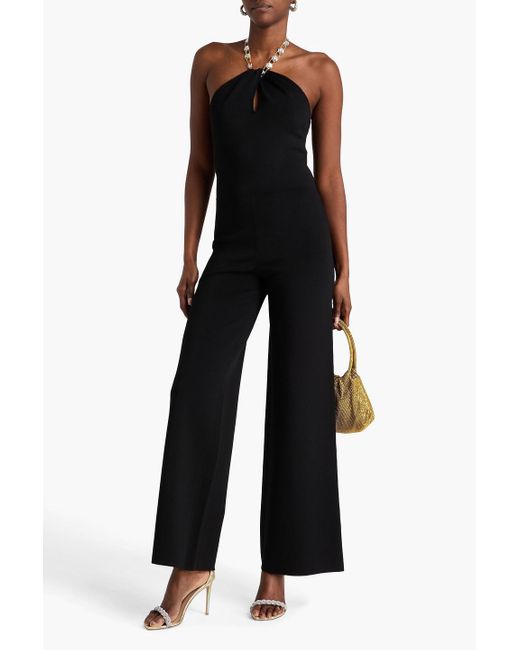Galvan London Chain-Embellished Stretch-Knit Wide-Leg Jumpsuit in Black ...