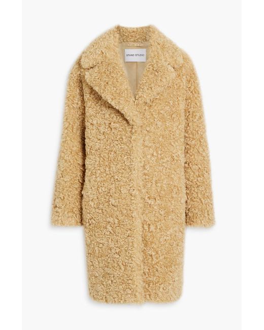 Stand Studio Camille Faux Shearling Coat in Natural | Lyst
