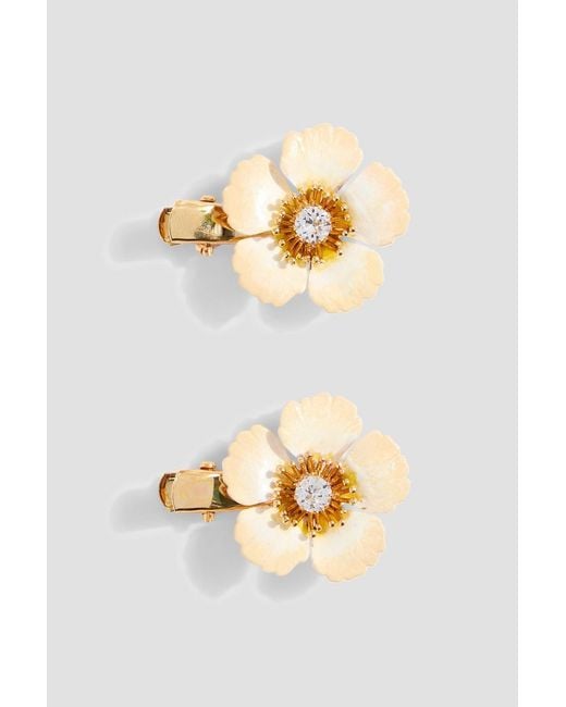 Jennifer Behr Debbie Set Of Two-Tone, Enamel And Crystal Hair Slides in ...