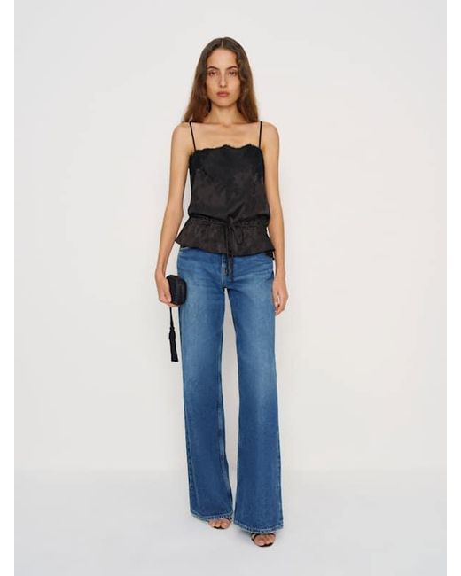 Reformation Silvia Silk Top Jacquard in Blue | Lyst UK