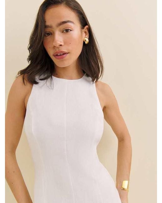 Reformation Davin Linen Dress in Natural | Lyst