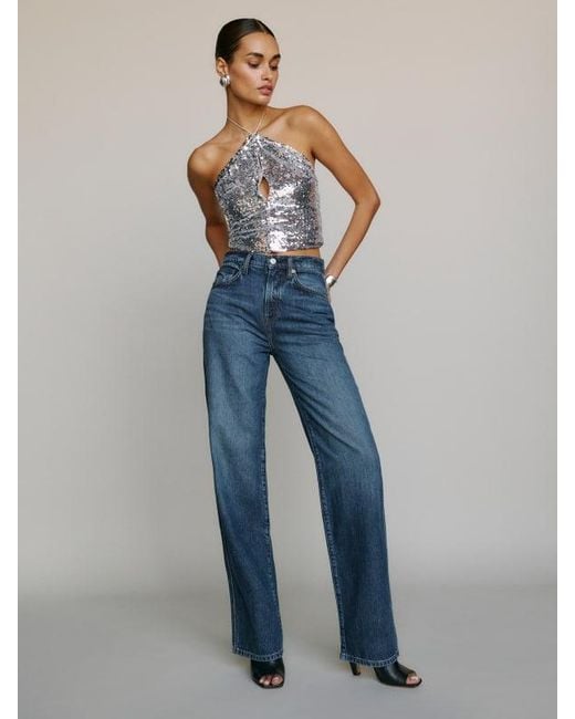 Reformation Val Lived-In Straight Jeans in Blue | Lyst