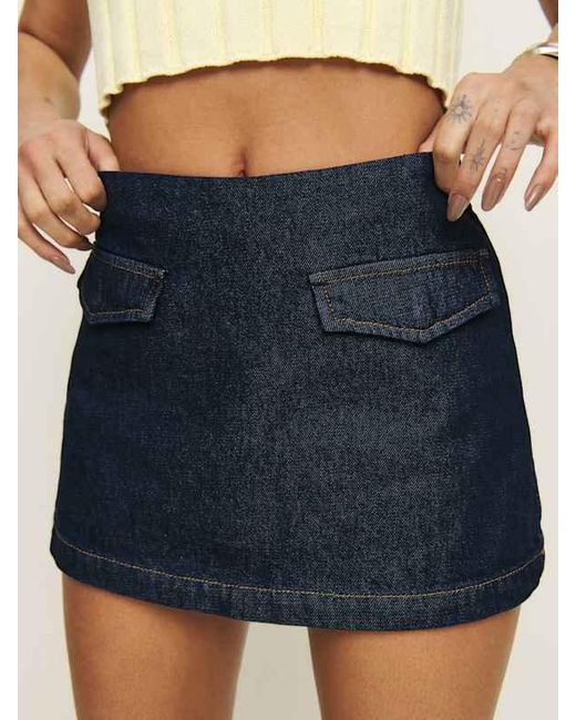 Reformation Imogen High Rise Denim Skort in Blue | Lyst