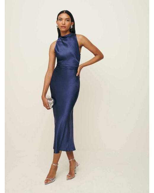 Reformation Casette Silk Dress Iris 10 in Blue | Lyst