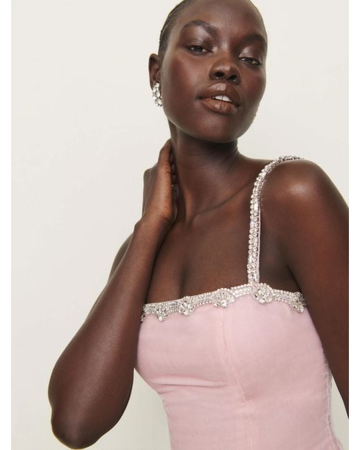 Reformation Bailee Velvet Top in Natural | Lyst