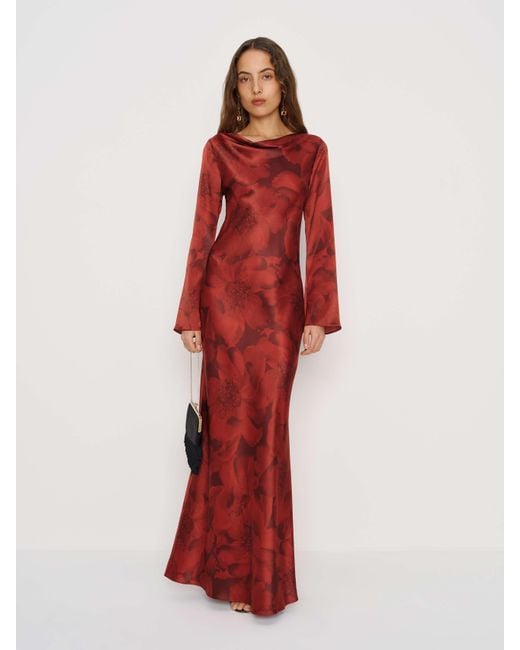 Reformation Pike Silk Maxi Dress in Red | Lyst UK