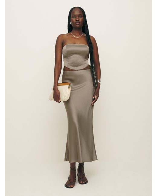 Reformation Zia Satin Two Piece in Natural | Lyst