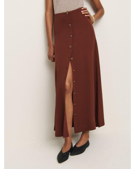 Reformation Petites Andi Low Rise Maxi Skirt in Natural | Lyst