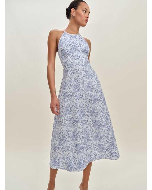 Reformation Yuliy Linen Dress in Blue | Lyst