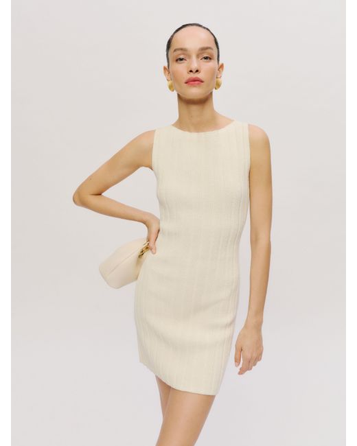 Reformation Poppy Ribbed Mini Dress in Natural | Lyst