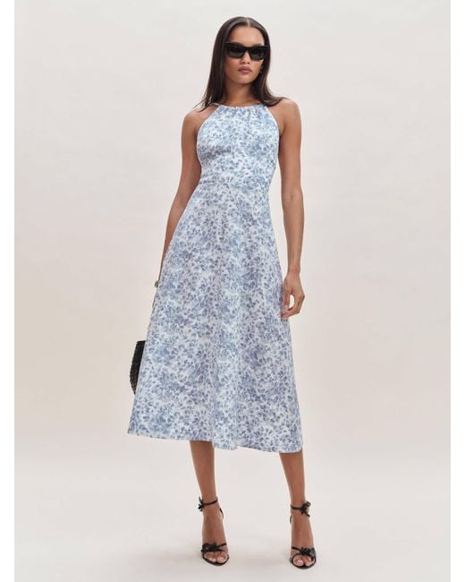 Reformation Yuliy Linen Dress in Blue | Lyst
