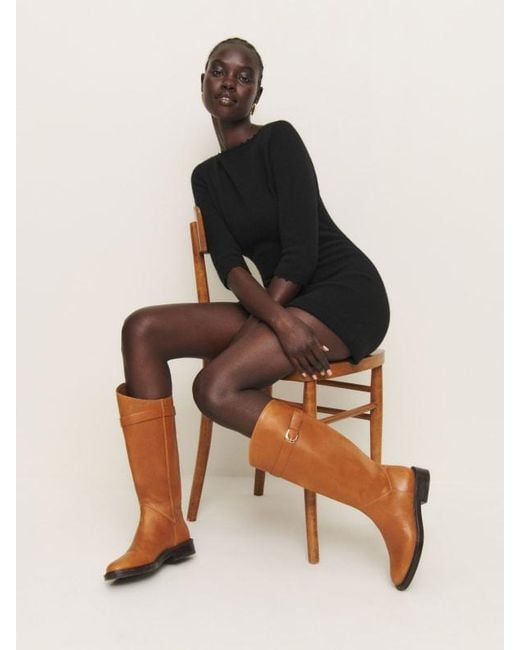 Reformation Knee-High Leather Franklin Boots in White | Lyst