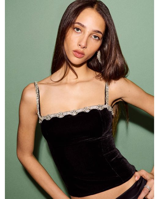 Reformation Bailee Velvet Top in Green | Lyst