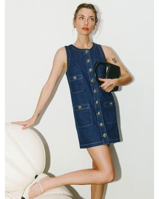 Reformation Tropez Denim Mini Dress in Blue | Lyst UK