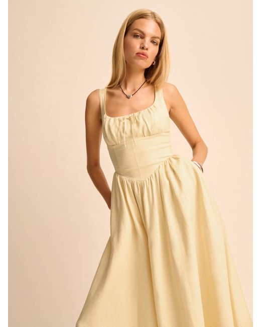 Reformation Balia Linen Dress in Yellow | Lyst