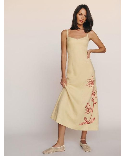 Reformation Colette Linen Dress in Natural | Lyst