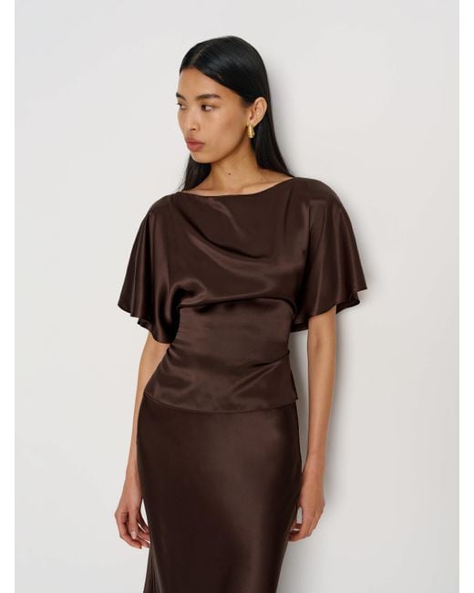 Reformation Avery Silk Top in Brown | Lyst UK