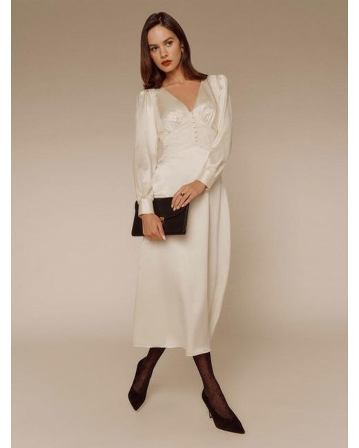 Reformation Morganna Dress in Natural | Lyst