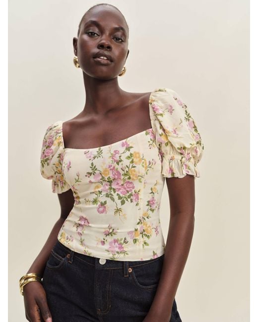 Reformation Marin Top in Natural | Lyst