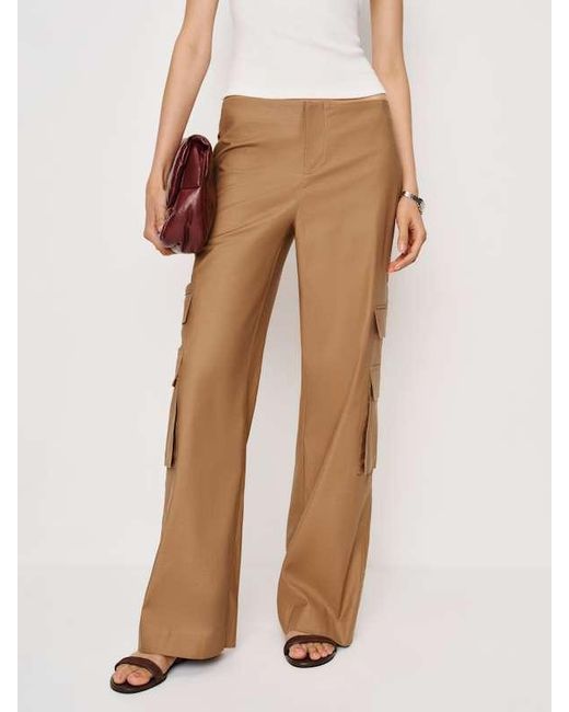 Reformation Vida Poplin Low Rise Cargo Pant in Natural | Lyst