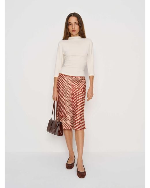 Reformation Layla Silk Knee Length Skirt in White | Lyst UK