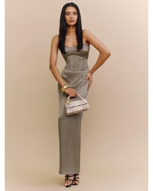 Reformation Ariyah Satin Dress in Natural | Lyst