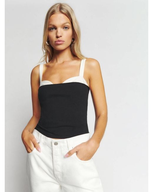 Reformation Harlan Knit Top in Black | Lyst